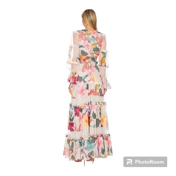 PatBO | Dresses | Nwt Patbo Hibiscus Floral Tiered Cut Out Maxi Dress ...